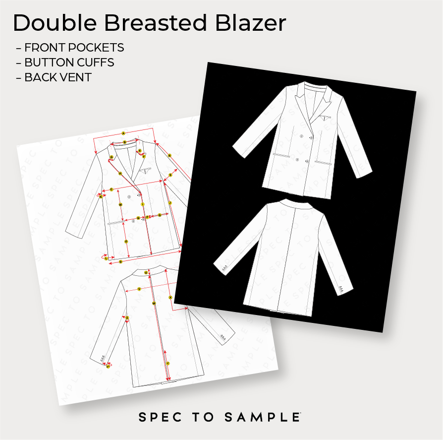 Editable CAD Sketch for Double Breasted Blazer – Spec To Sample