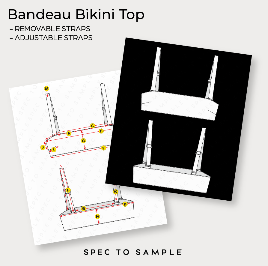 Editable CAD Sketch for Bandeau Bikini Top | Spec to Sample – Spec To ...