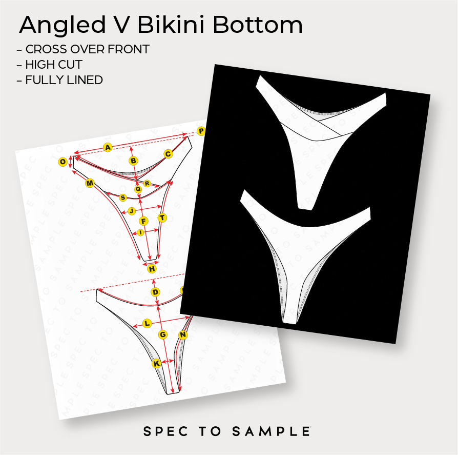 Editable CAD Sketch for Cross Front Bikini Bottom – Spec To Sample