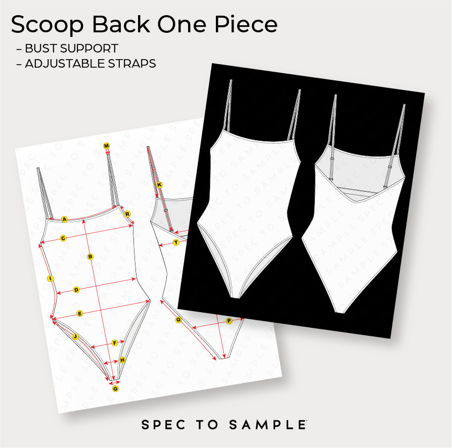Editable CAD Sketch for Classic Swimsuit | Spec to Sample – Spec To Sample