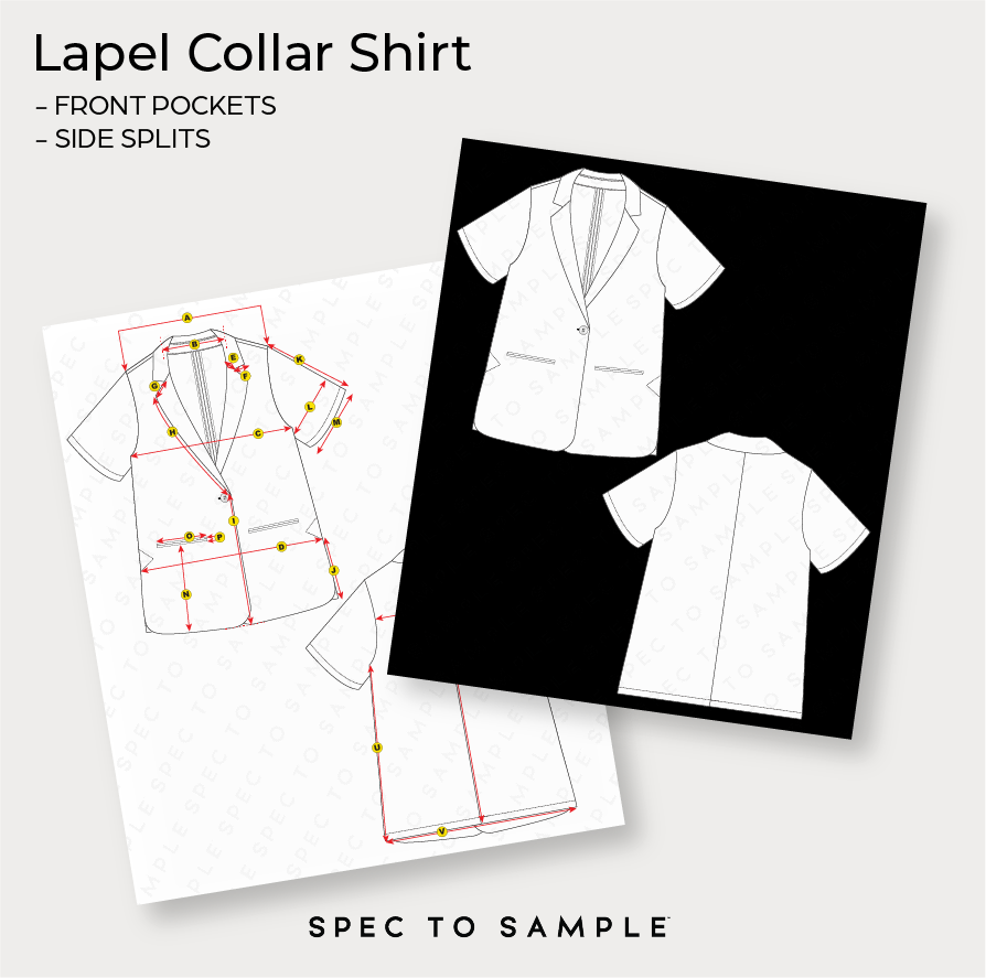 Editable CAD Sketch for Collar Shirt | Spec to Sample – Spec To Sample